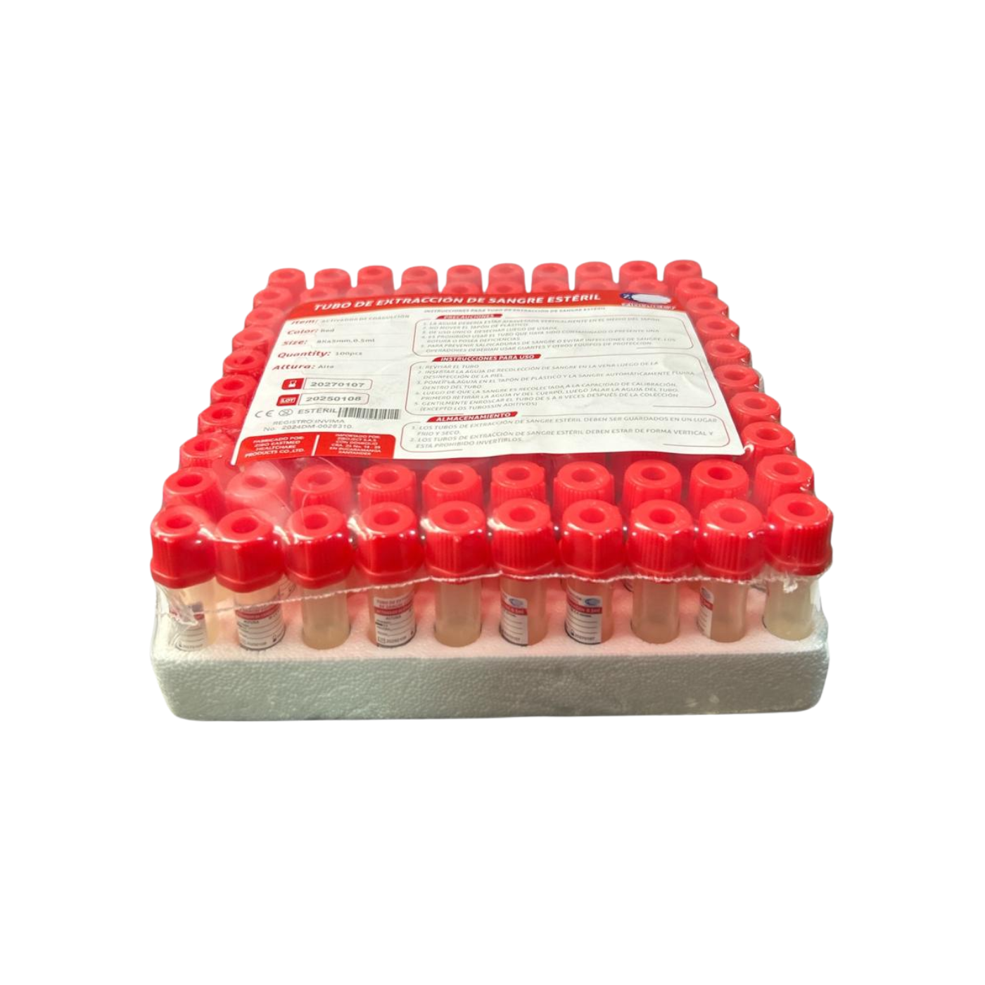 Minicollect Tubo de Extracción de Sangre Tapa Roja – Gradilla X100 ...