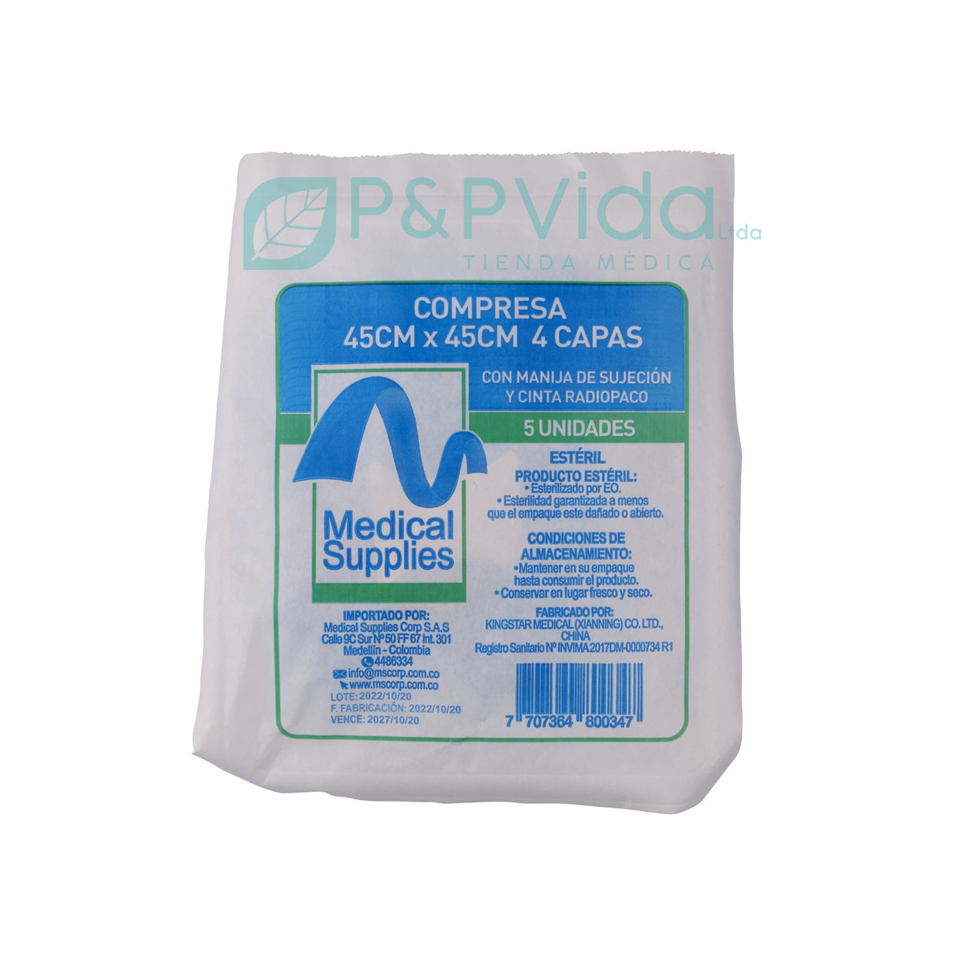 Compresa esteril con material radiopaco – PYP Vida