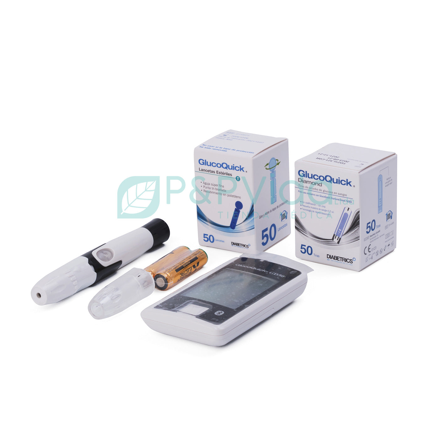 Kit Glucometro GD50 + 50 Lancetas y 50 Tirillas – PYP Vida