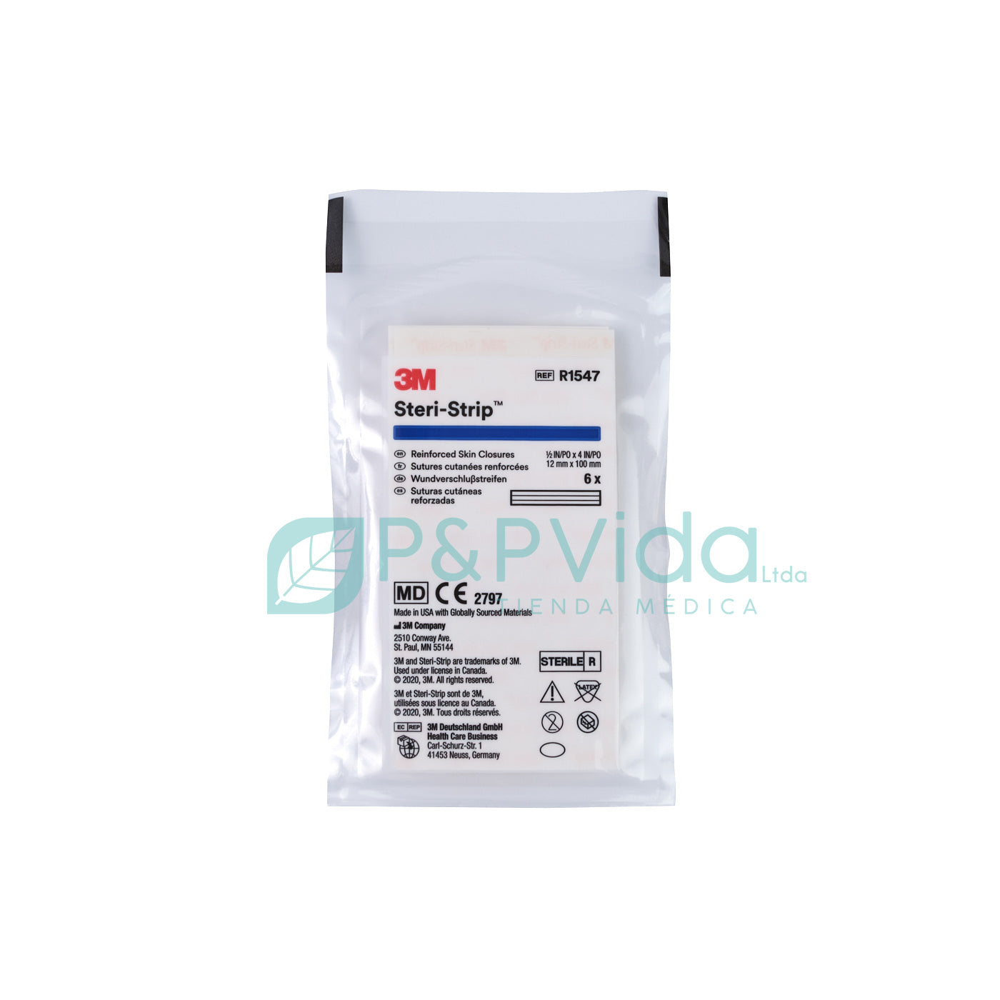 Steri Strip R1547 Suturas cutáneas adhesivas 12 x 100mm Sobre x 6 TIRA ...